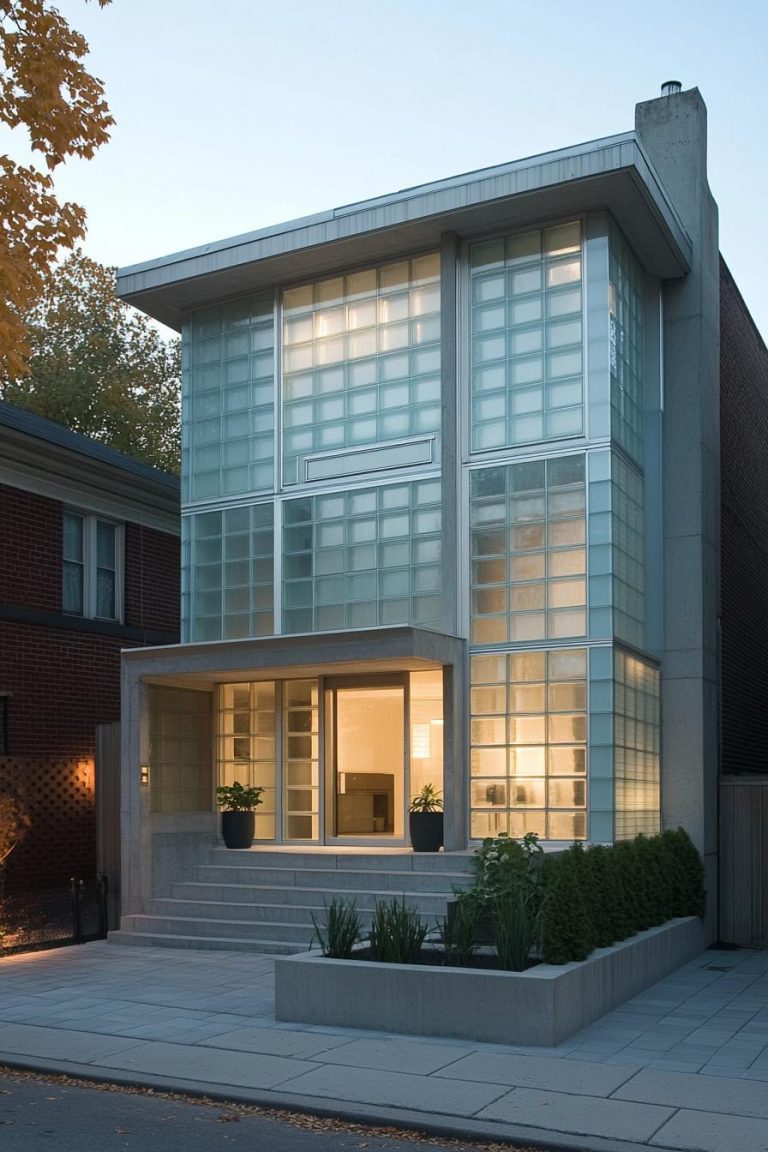 57 Glass Block Facade Houses That Shine Bright - Spesh View