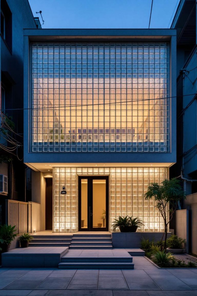 57 Glass Block Facade Houses That Shine Bright - Spesh View