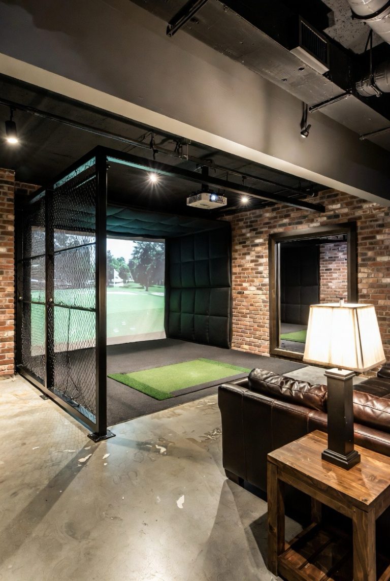 35 Modern Golf Simulator Room Ideas for a Sleek Home Setup - Spesh View
