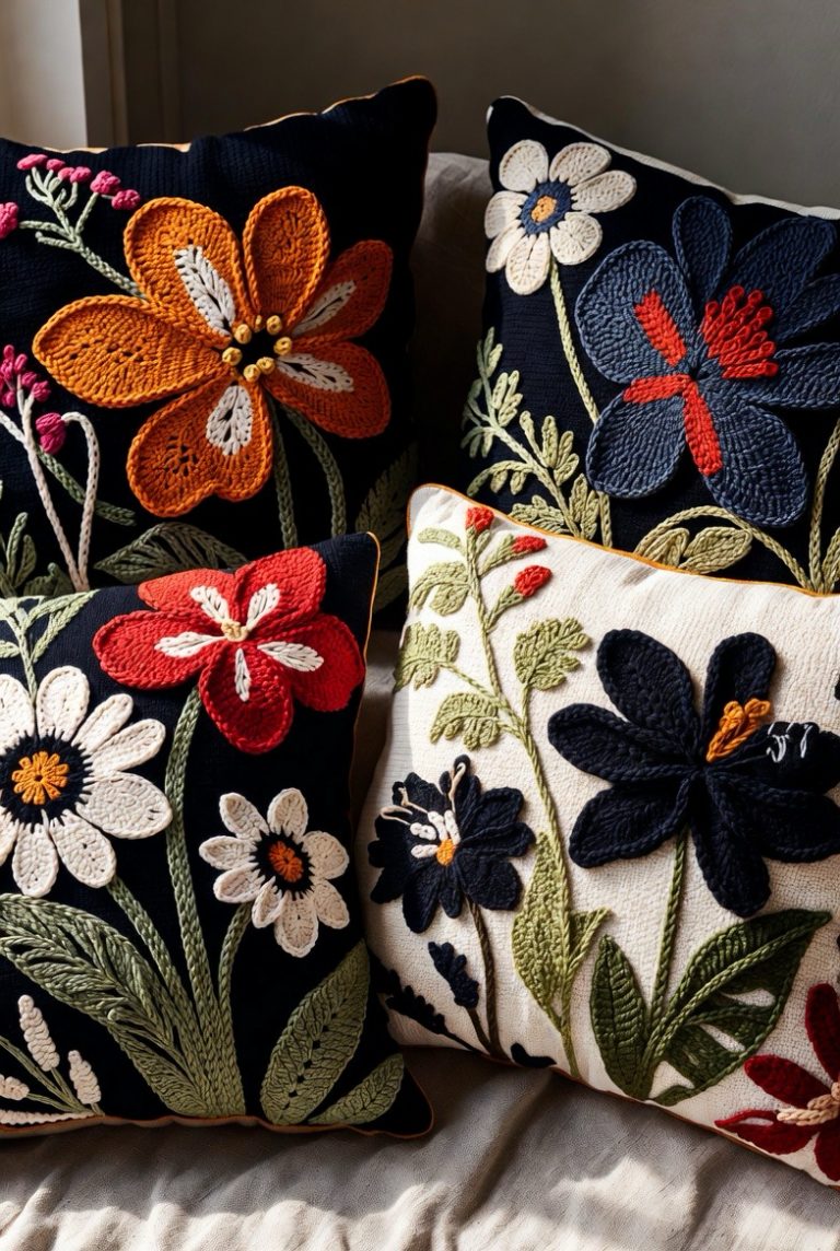 12 Gorgeous Crochet Floral Cushion Inspiration to Brighten Your Home ...